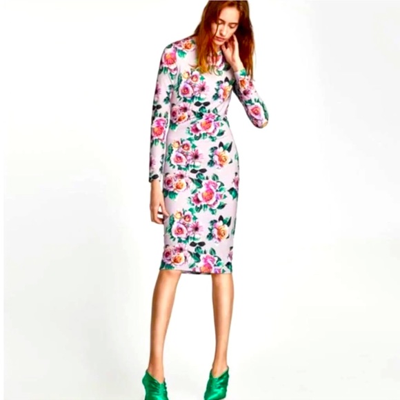Zara | Dresses | Nwt Zara Body Con Floral Dress | Poshmark